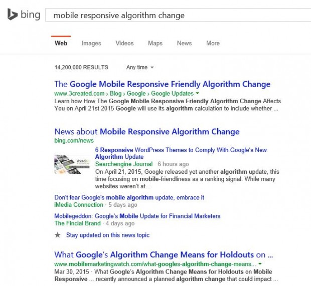 Bing To Release Mobile Responsive Algorithm Change